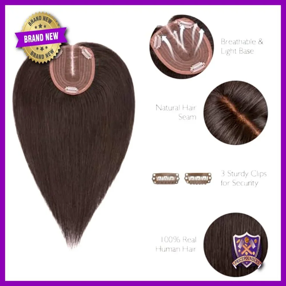 Accessories | Human Hair Topper Silk Base Clip In Hairpiece For ...